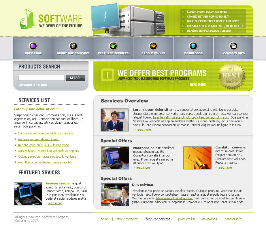 software website template
